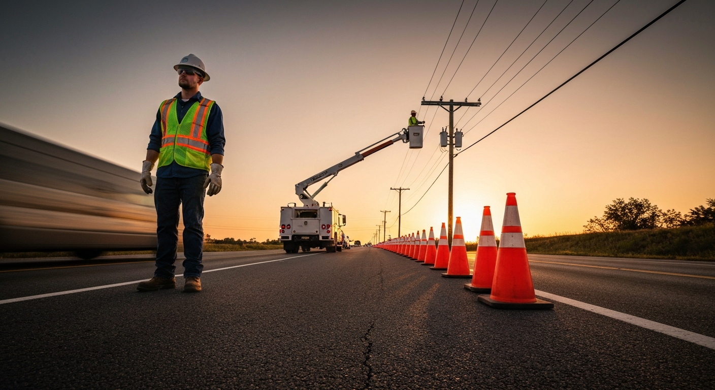 Setting Up a Safe Work Zone for Roadside Line Work - ExpertCE